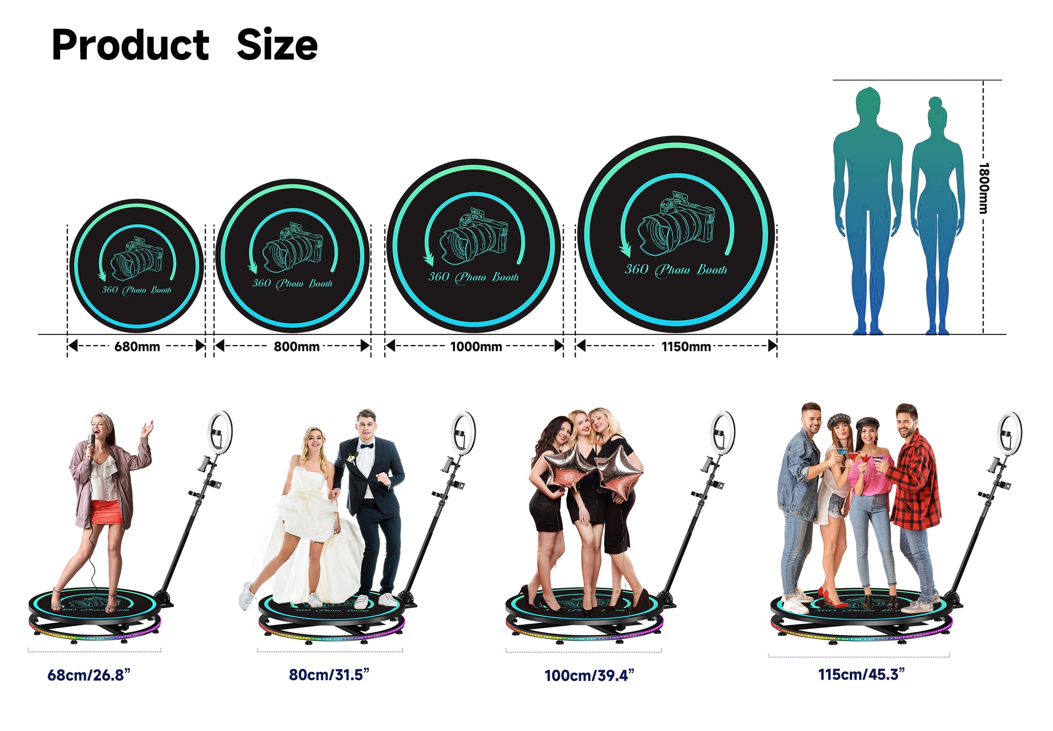 Automatic 360 Photo booth 1-2 Person Remote Controlled – Solid Custom Print